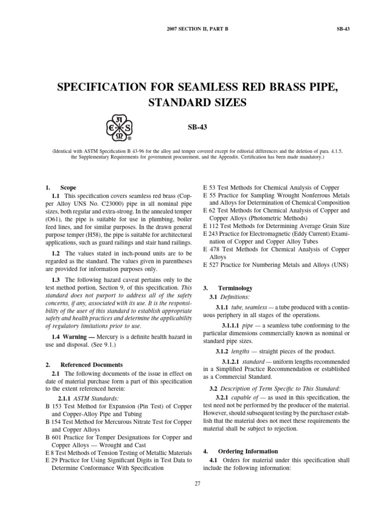 Asme Section Ii B SB-43 | PDF
