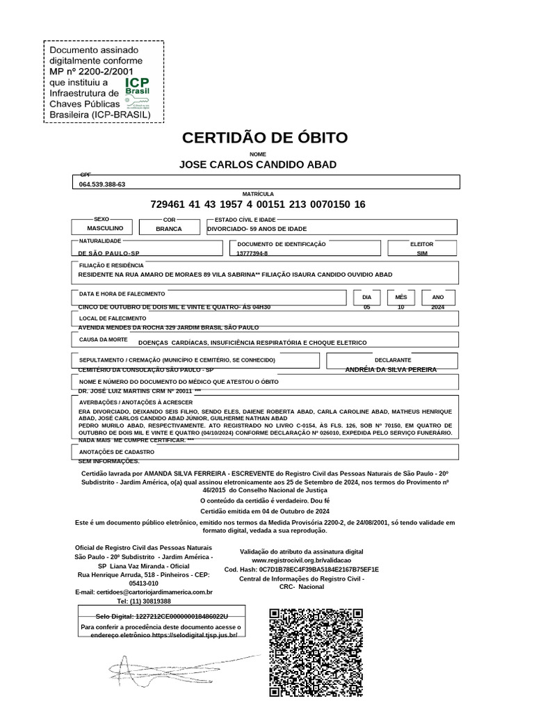 Certidao de Obito | PDF