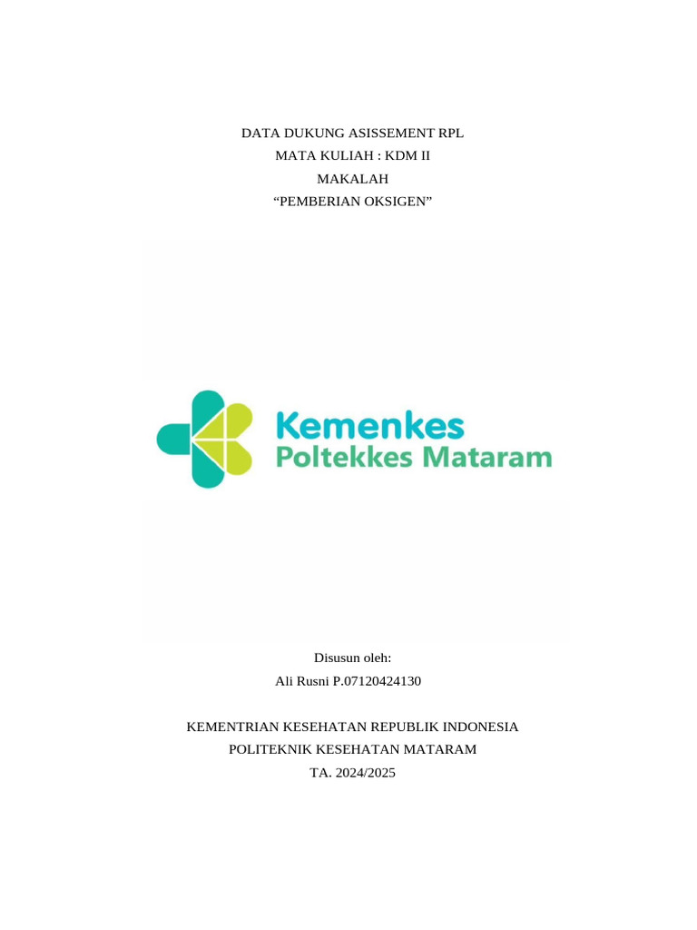 MK KDM Makalah Pemberian Oksigen | PDF