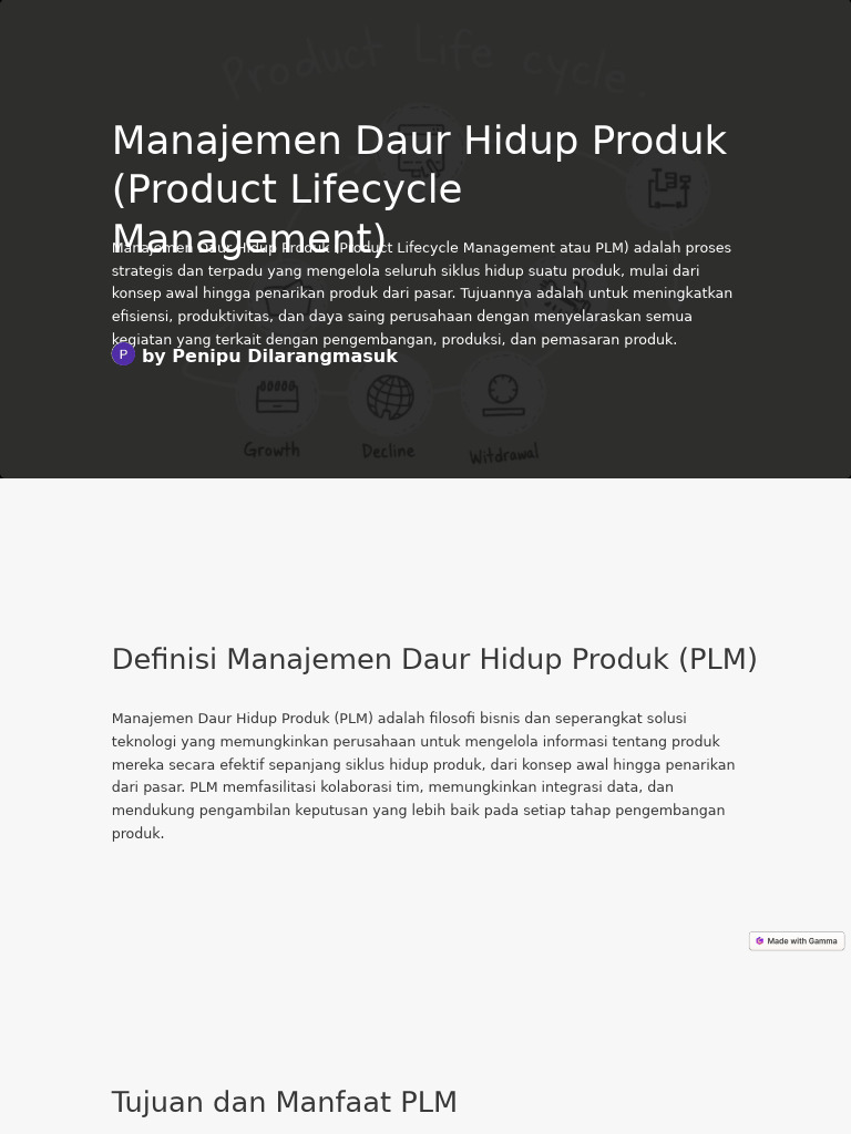 Manajemen Daur Hidup Produk Product Lifecycle Management | PDF