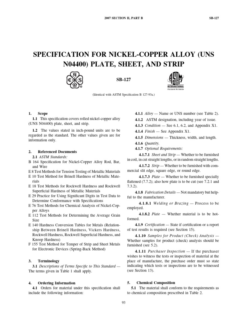 Asme Section Ii B SB-127 | PDF