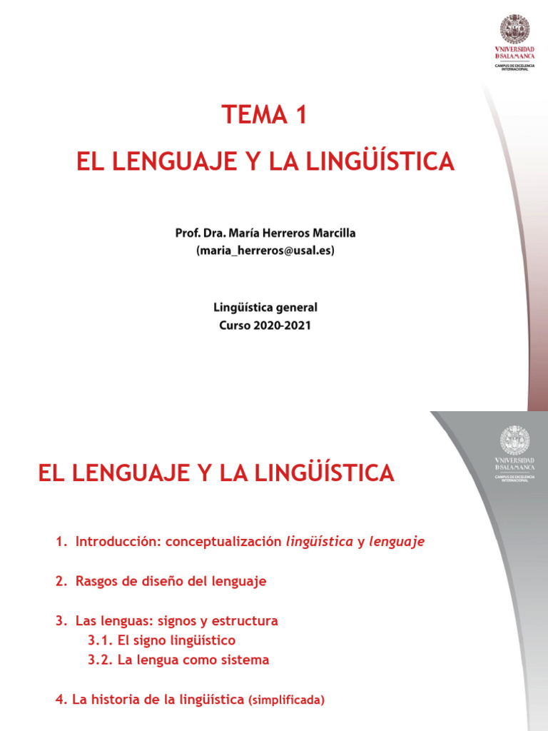 Tema 1. El Lenguaje y La Ling | PDF