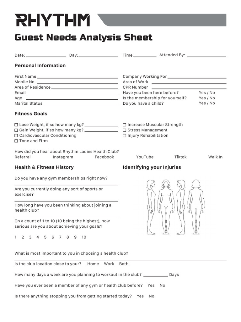 guest needs analysis sheet | PDF