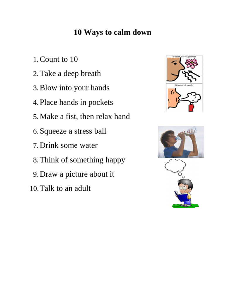 10 Ways to calm down | PDF