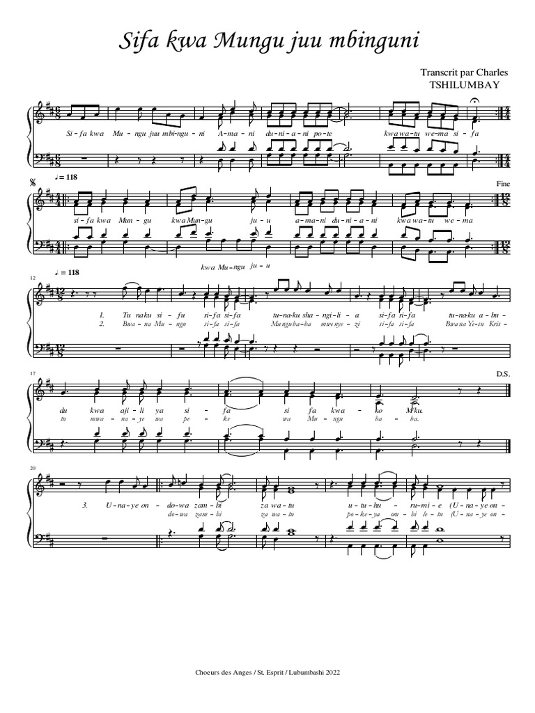 Sifa - Kwa - Mungu - Juu - Mbinguni Amélioré - 093523 | PDF