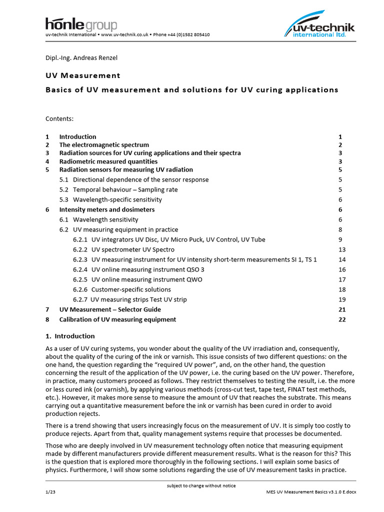 Mes Uv Measurement Basics e | PDF