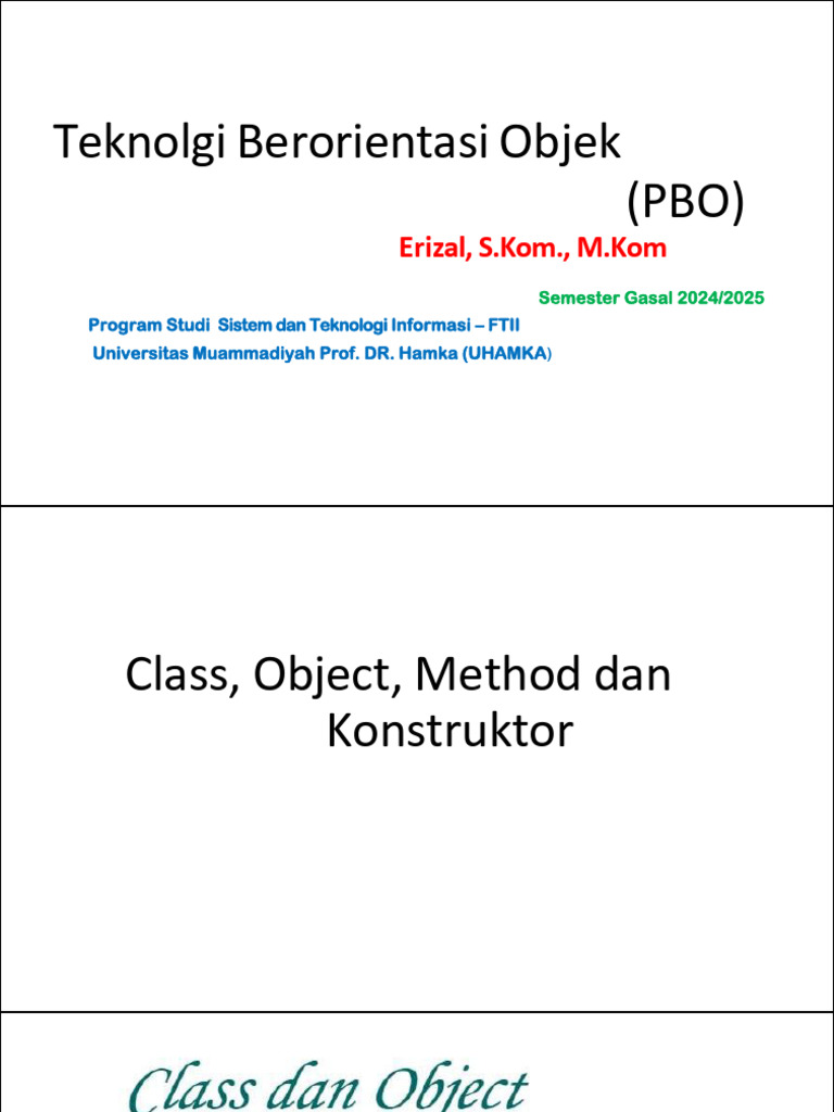 Materi 2- Class-Object-Method dan Konstruktor pada TBO-Rzl | PDF