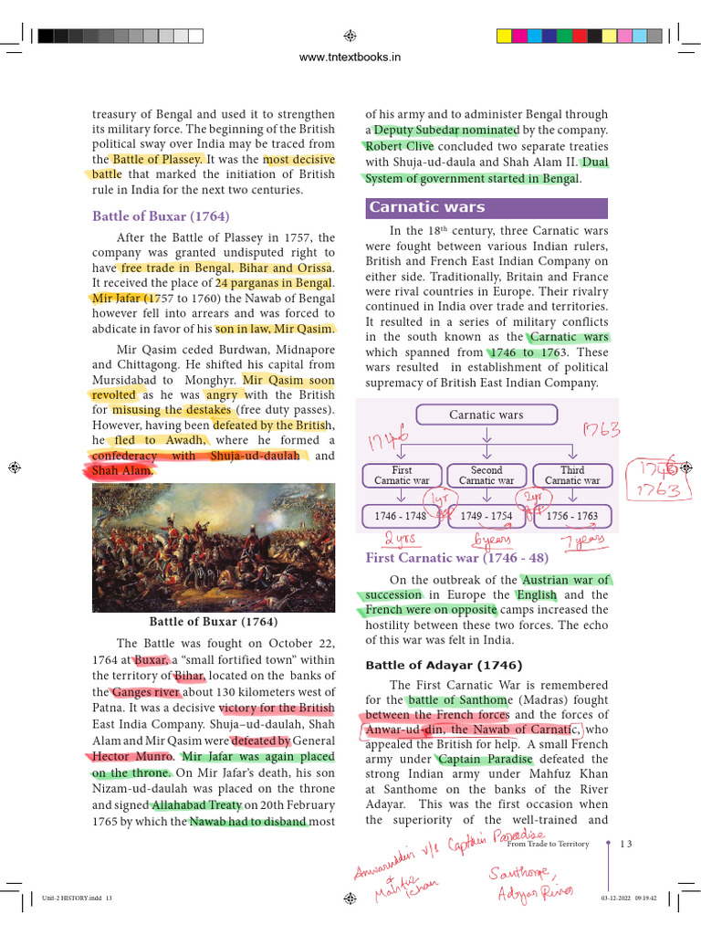 Battle of Buxar (1764) : Carnatic Wars | PDF