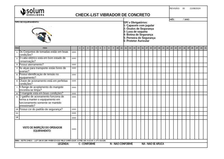 Check List Vibrador | PDF