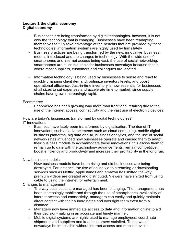 Digital Business Revision Notes | PDF