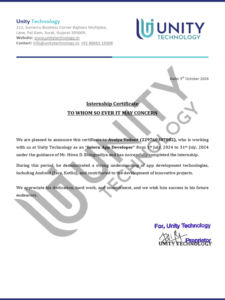 Vedant Certificate | PDF