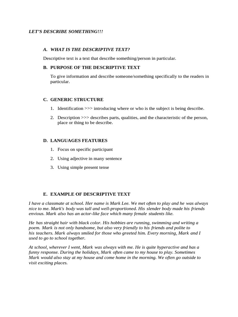 Materi Descriptive Text | PDF