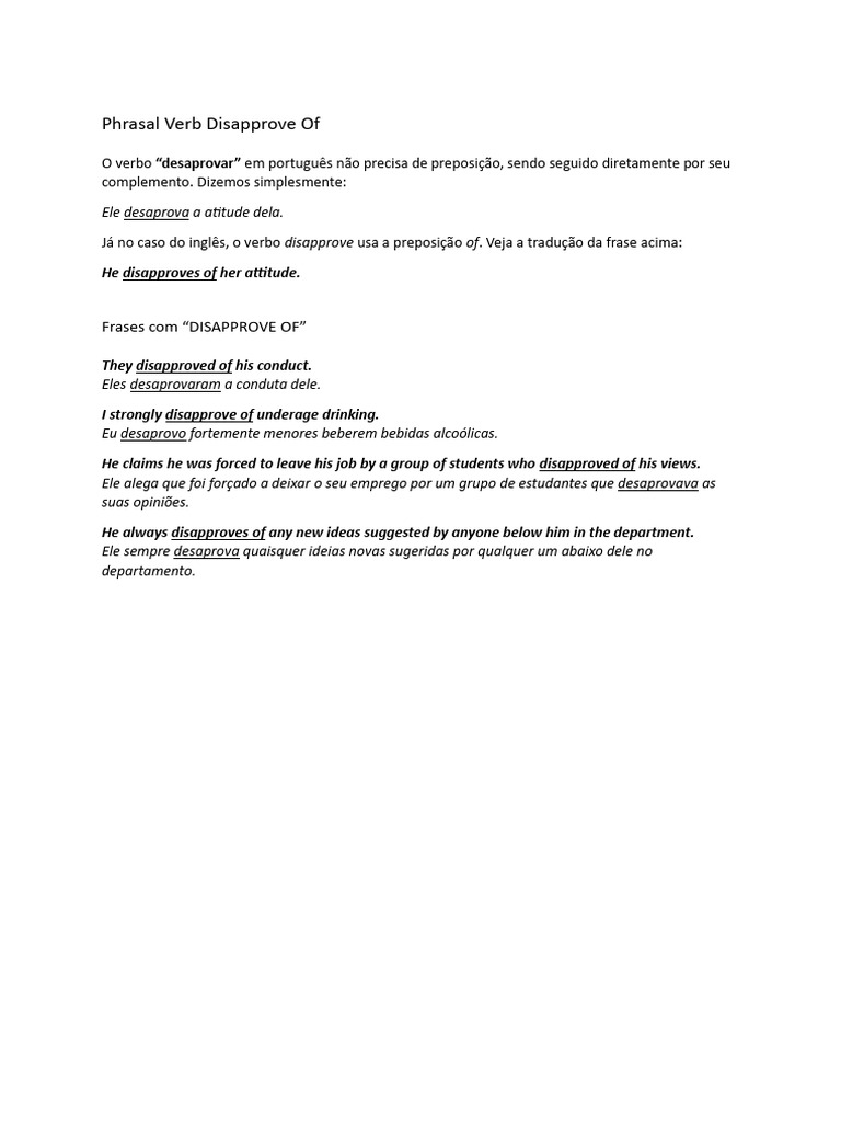 Phrasal Verb Disapprove of | PDF
