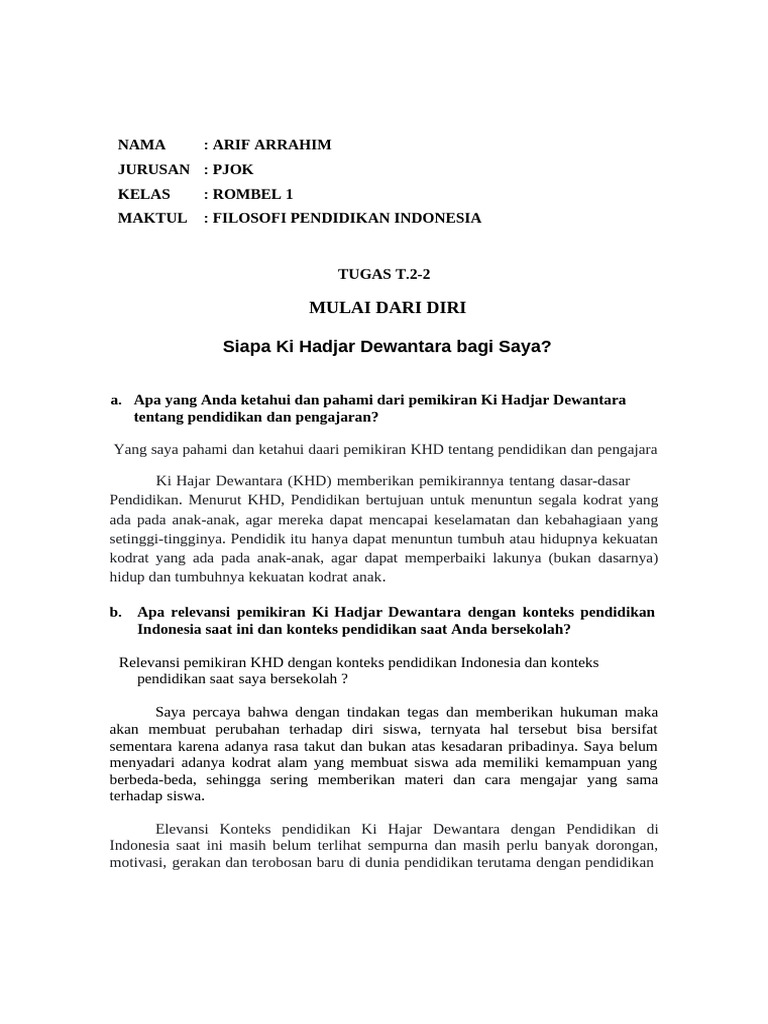 Tugas 2-2 Mulai Dari Diri (Arif Arrahim) | PDF