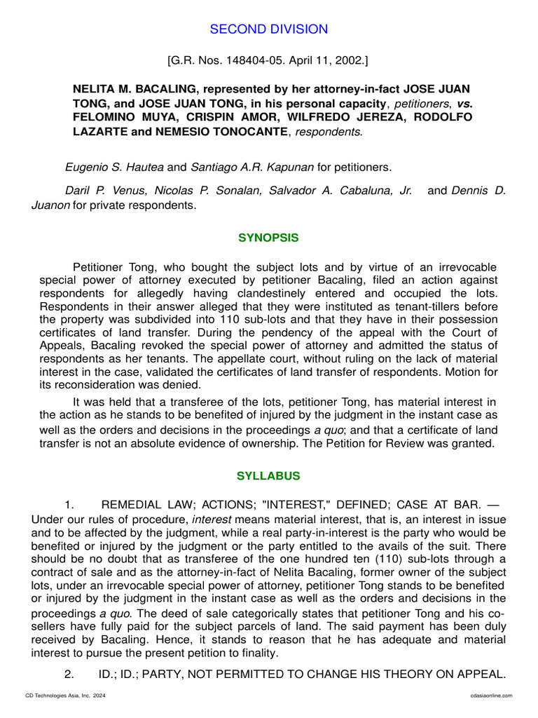 13.) 2002-Bacaling v. Muya | PDF