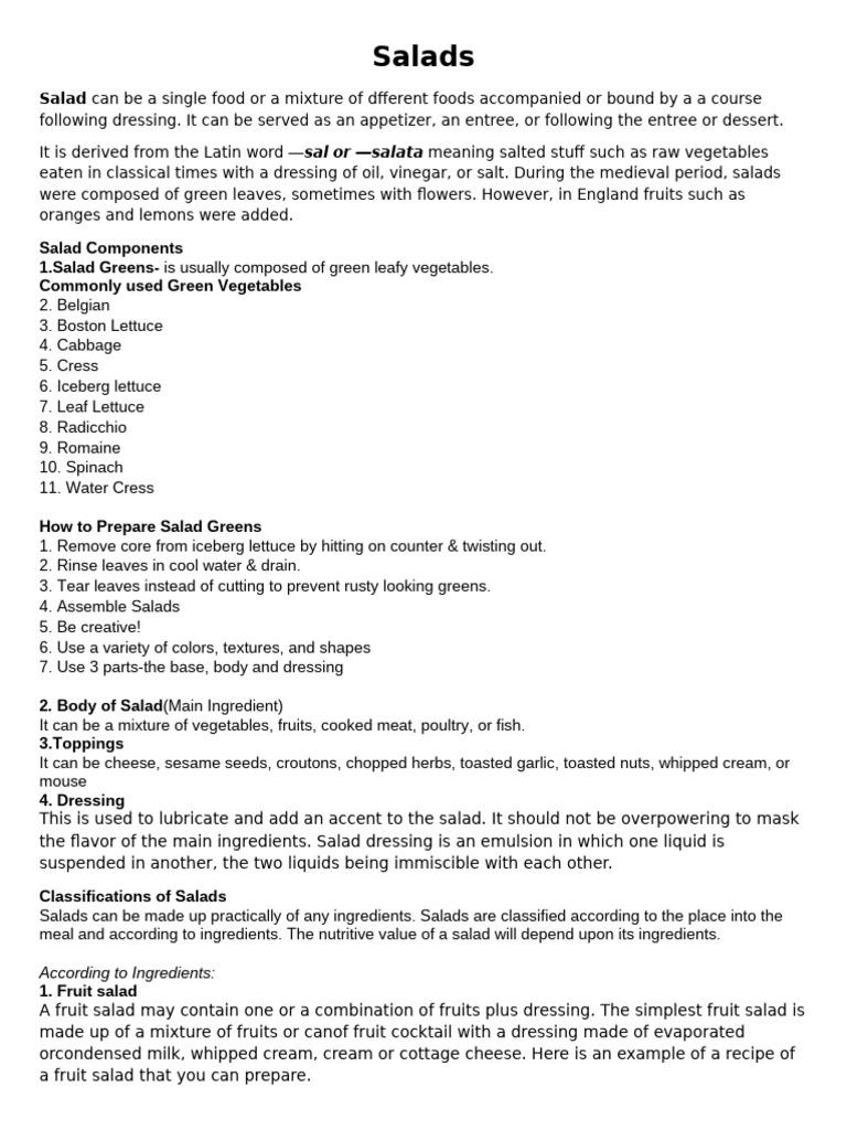 Salads Salad Dressing | PDF