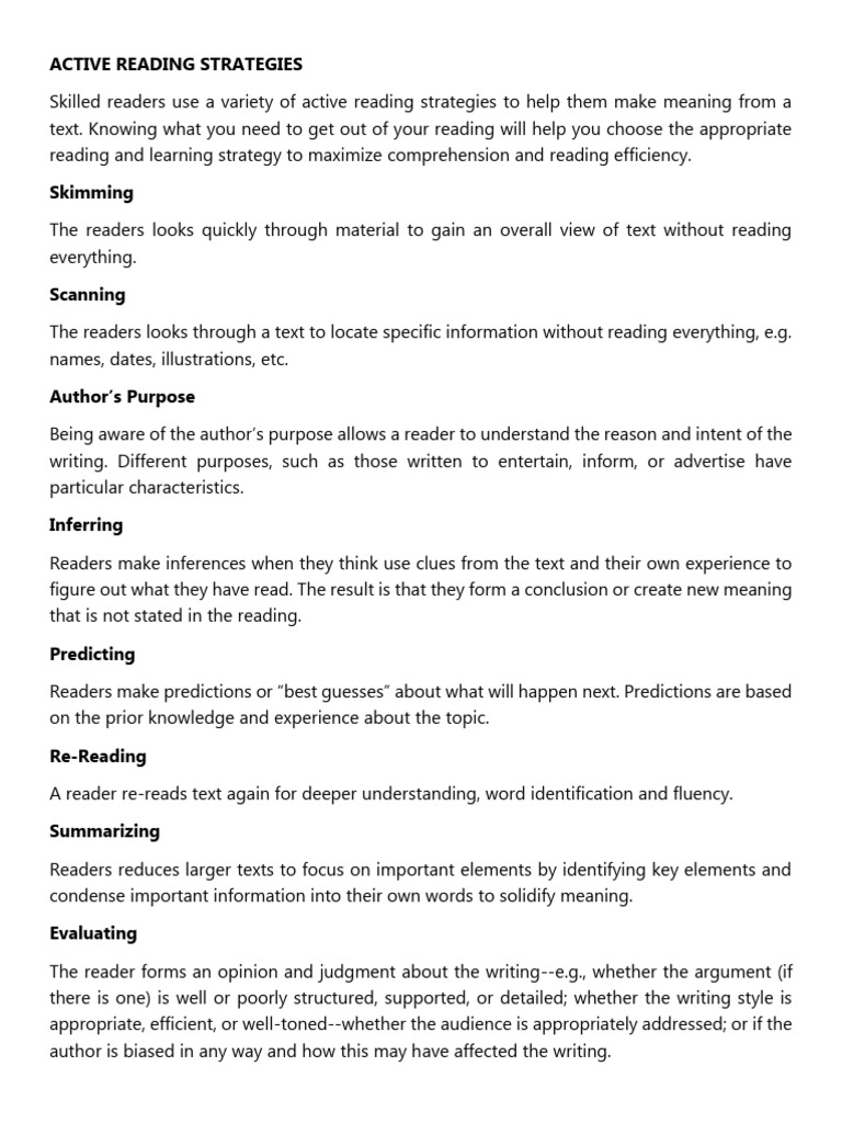 Reading Skills | PDF