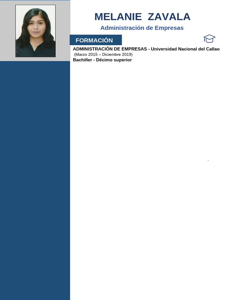 Melanie Zavala de La Cruz CV Documentado | PDF