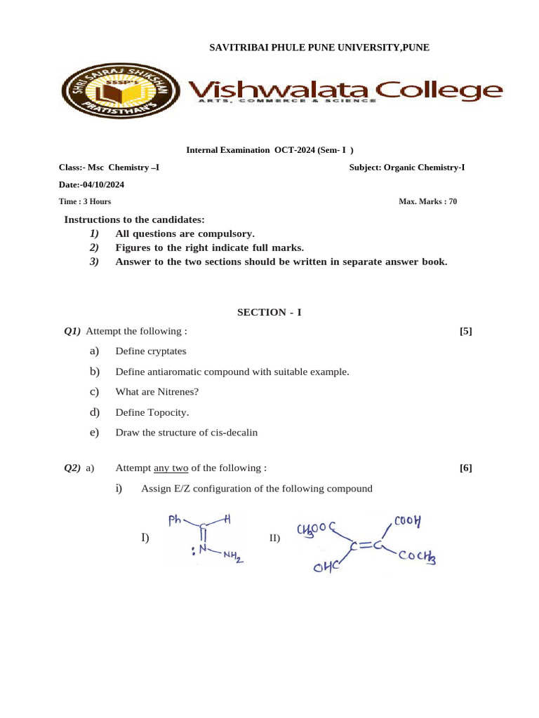 MSC Chemistry Internal New | PDF
