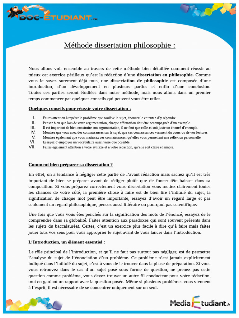 Méthode dissertation philosophie | PDF