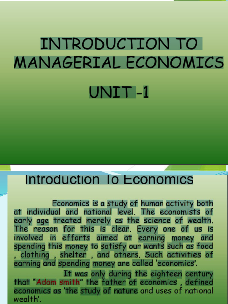Managerial Economics-Unit One | PDF