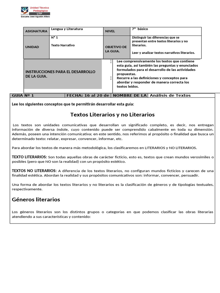 Identificar y Distinguir La Definición y Clasificación de Textos ...