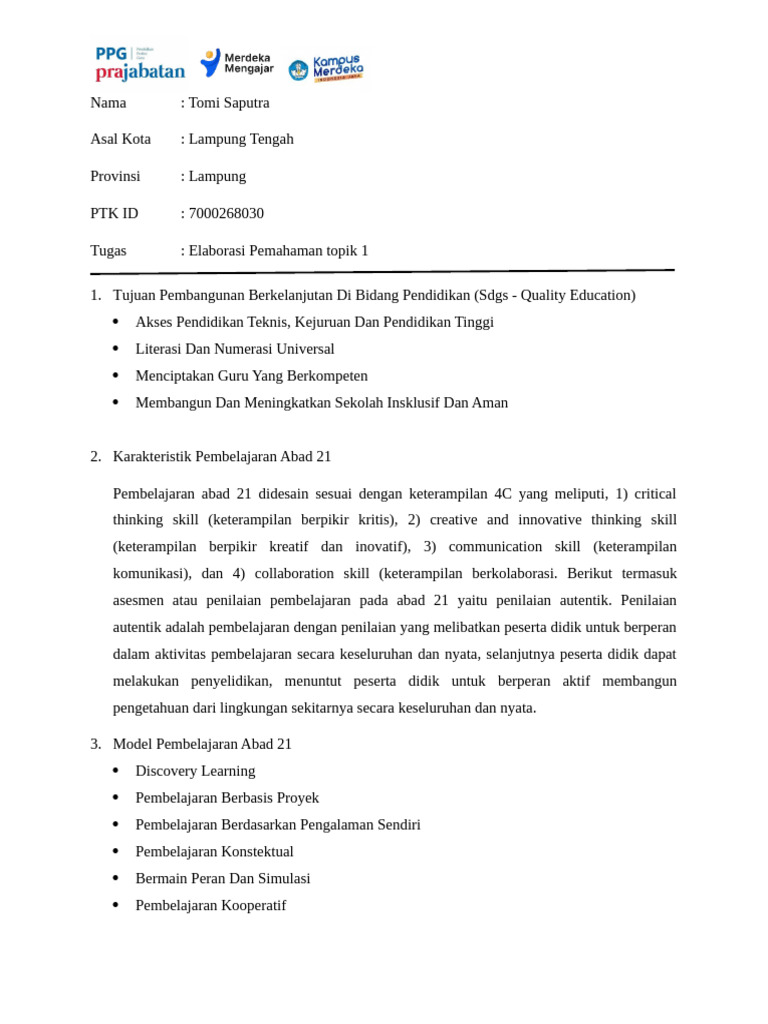 Elaborasi Pemahaman | PDF