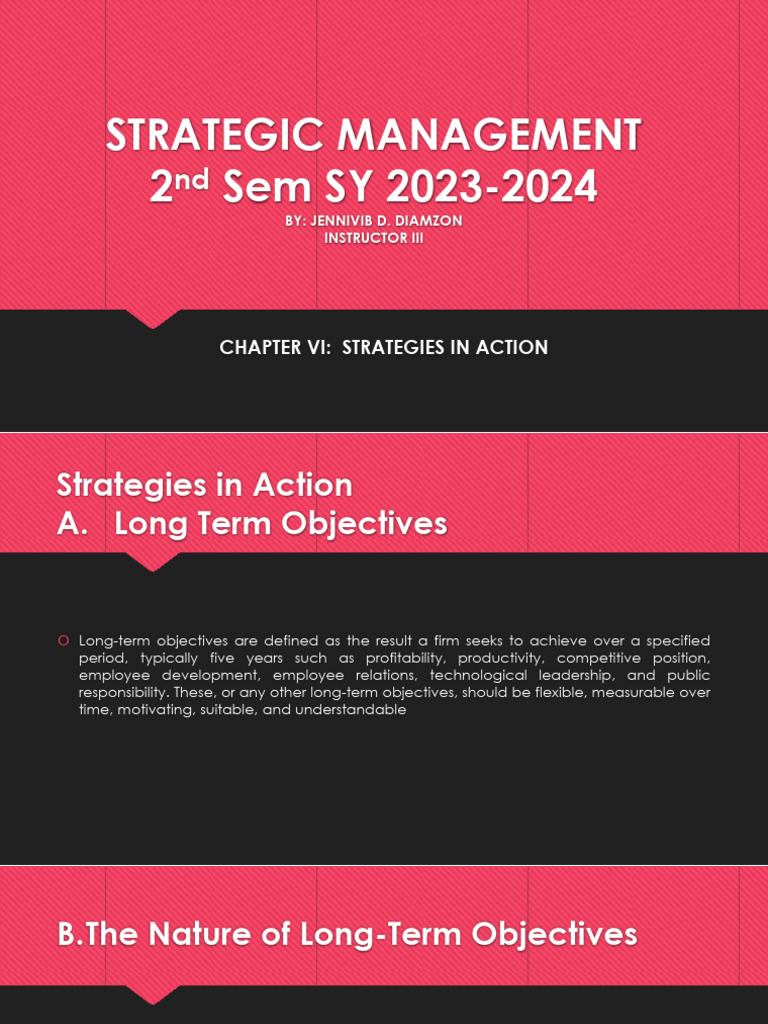 CH 6 STRATEGIC MANAGEMENT- STRATEGIES IN ACTION | PDF