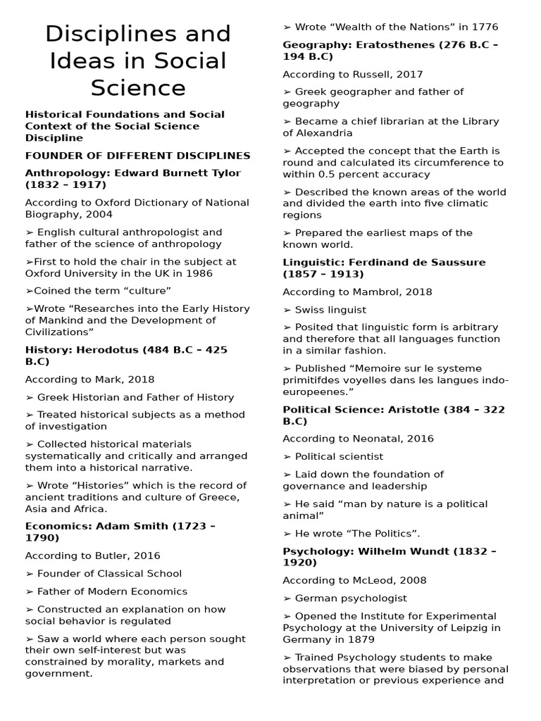 Disciplines and Ideas in Social Science | PDF