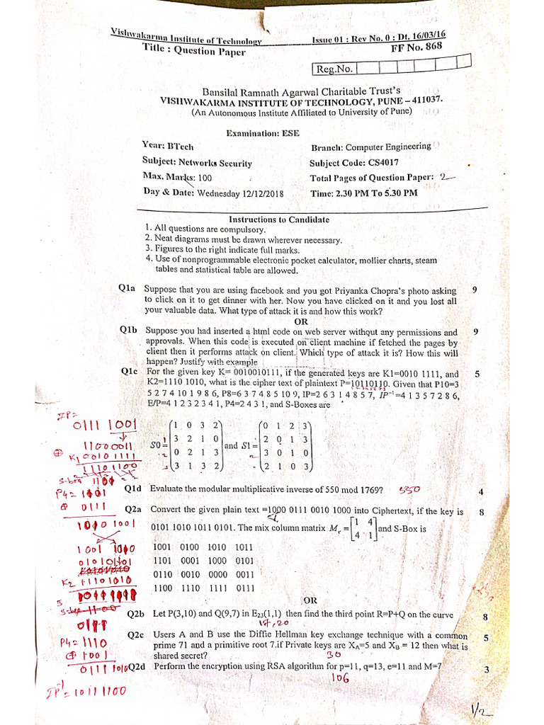 Cyber Security Past Year Question Papers | PDF