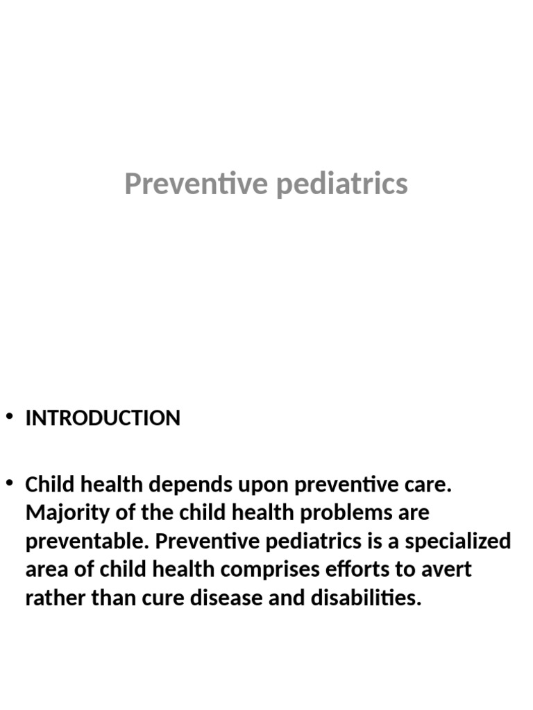 Preventive Pediatrics | PDF