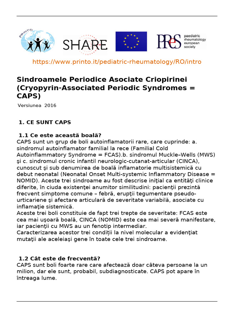 Cryopyrin Associated Periodic Syndromes | PDF