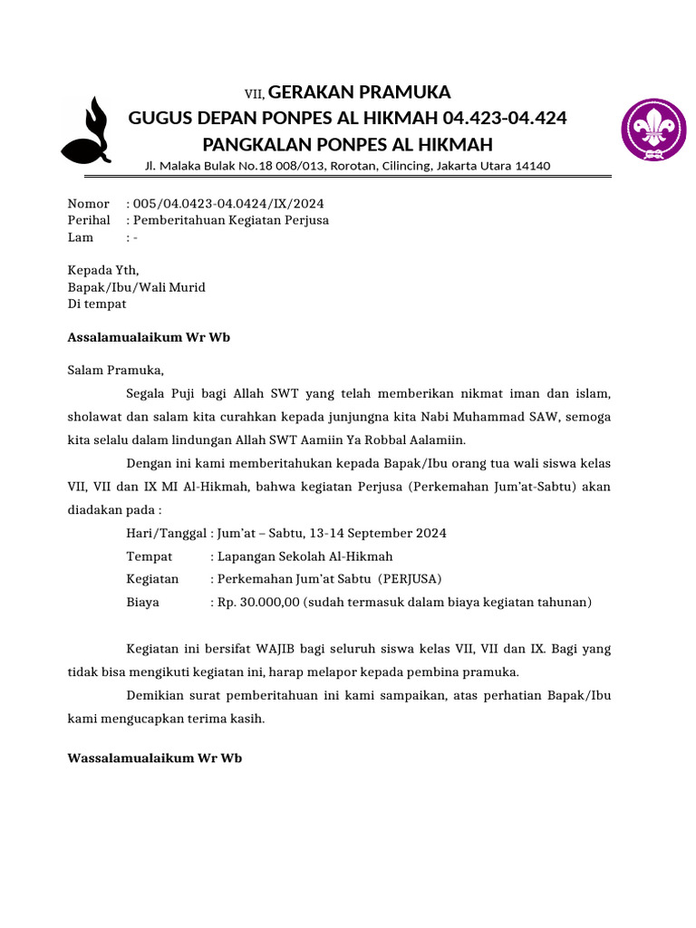 Surat Perjusa Mts | PDF