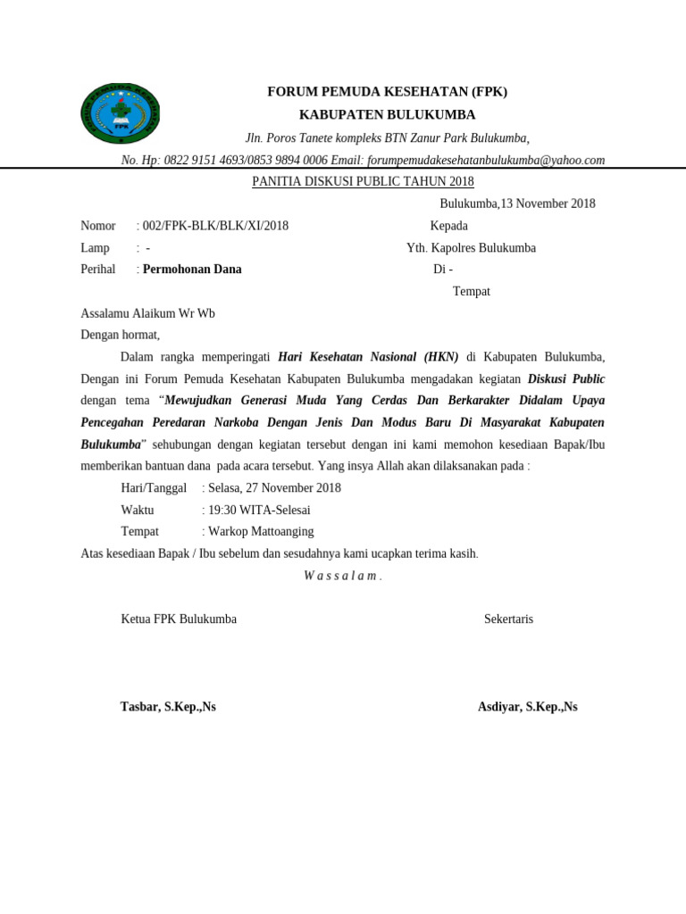 Surat Permohonan Dana | PDF