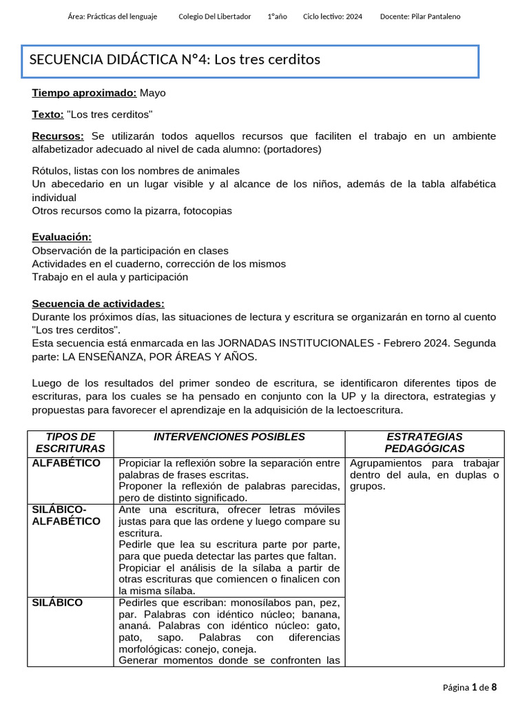 Secuencia 4 - Los Tres Cerditos | PDF