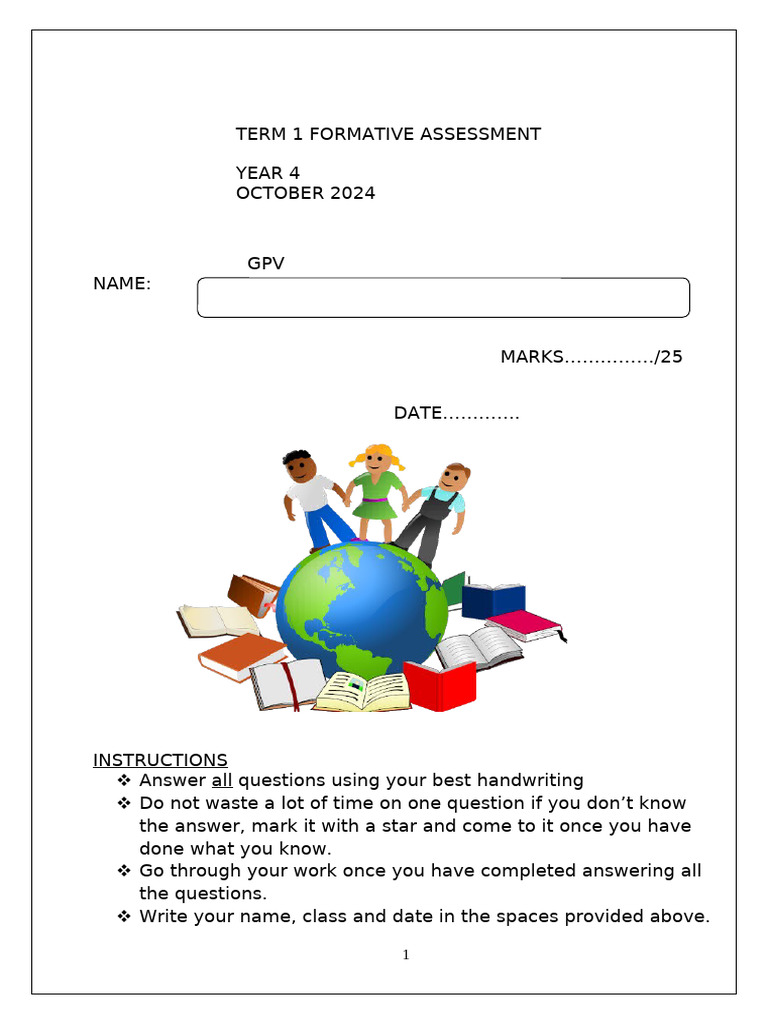 Year 4 Formative Assessment Guide | PDF | Behavior Modification | Psychological Concepts
