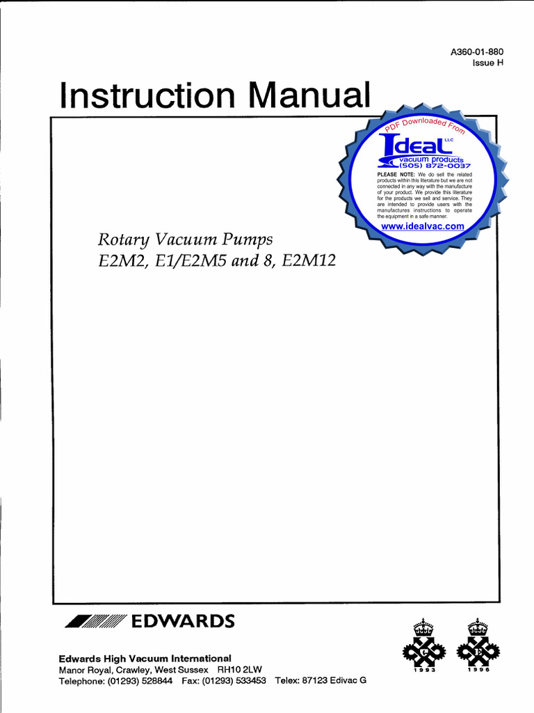 Edwards E2M2 To E2M12 Users Instruction Manual | PDF