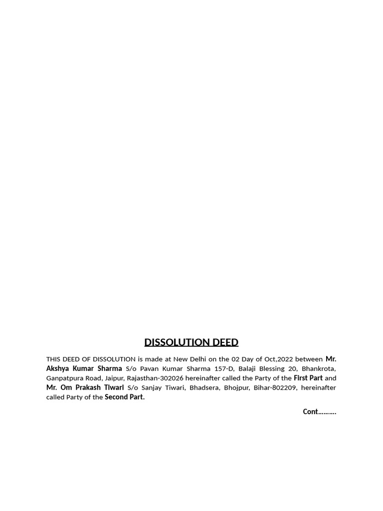 Disolution Deed | PDF