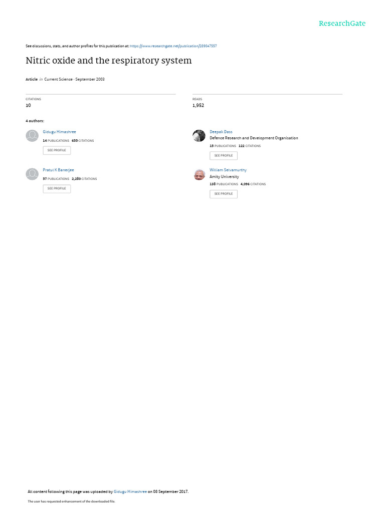 Nitric Oxide Review Paper GH | PDF