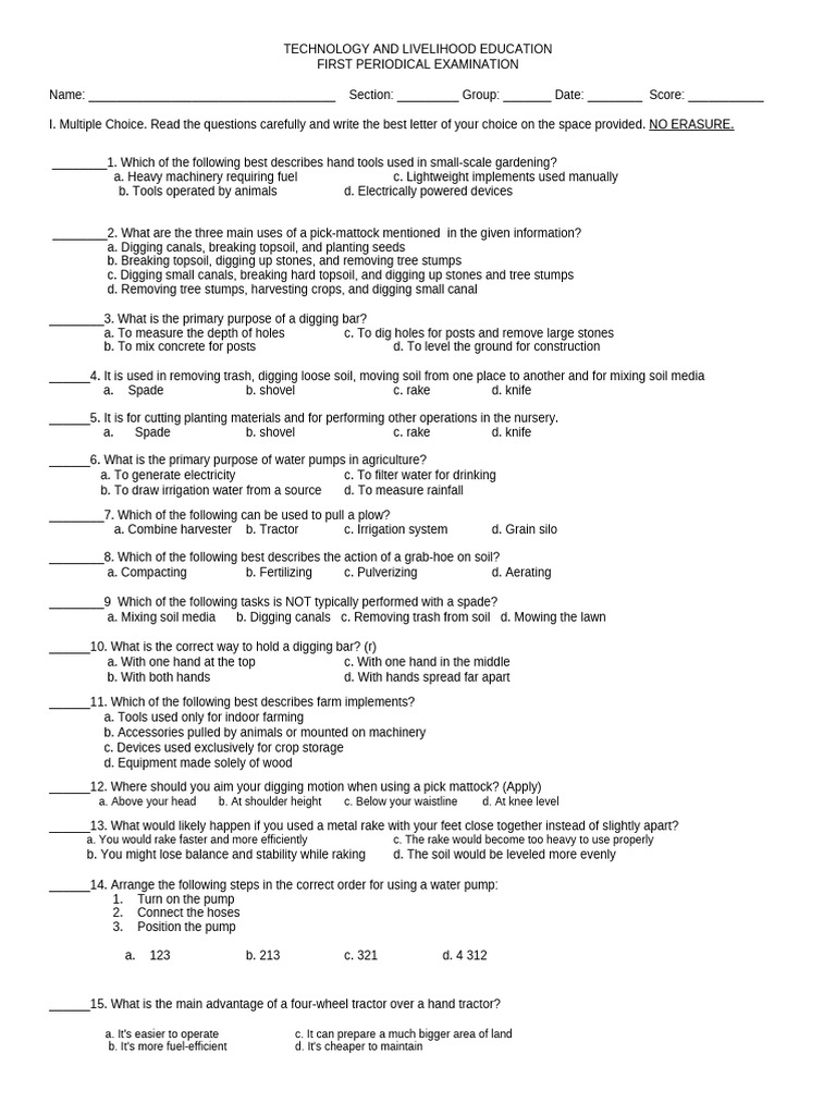 1ST Quarter's Examination Tle RFS | PDF | Hazards | Personal Protective ...