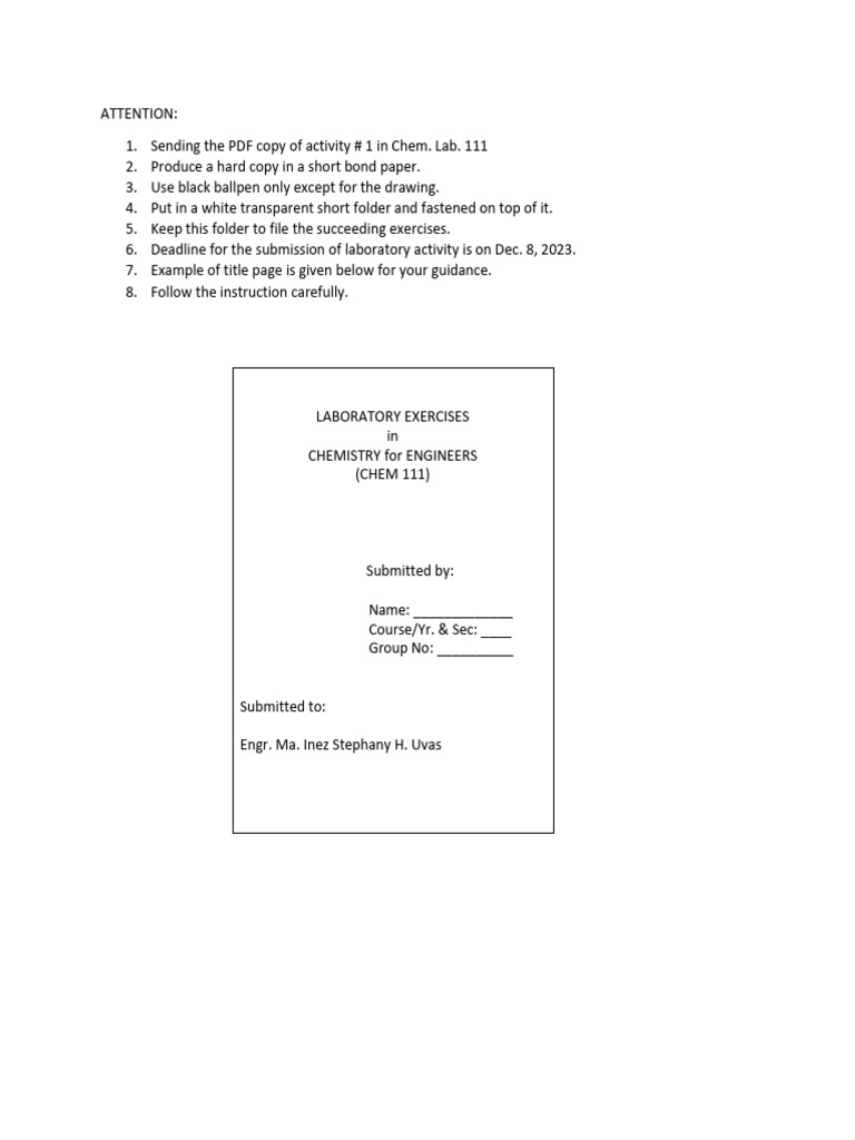 Chem Lab Announcement | PDF