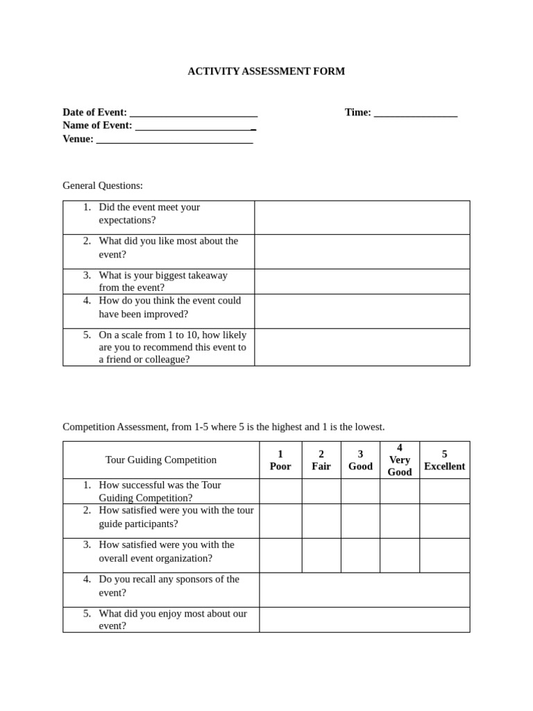 Activity Assessment Form-Post Event | PDF