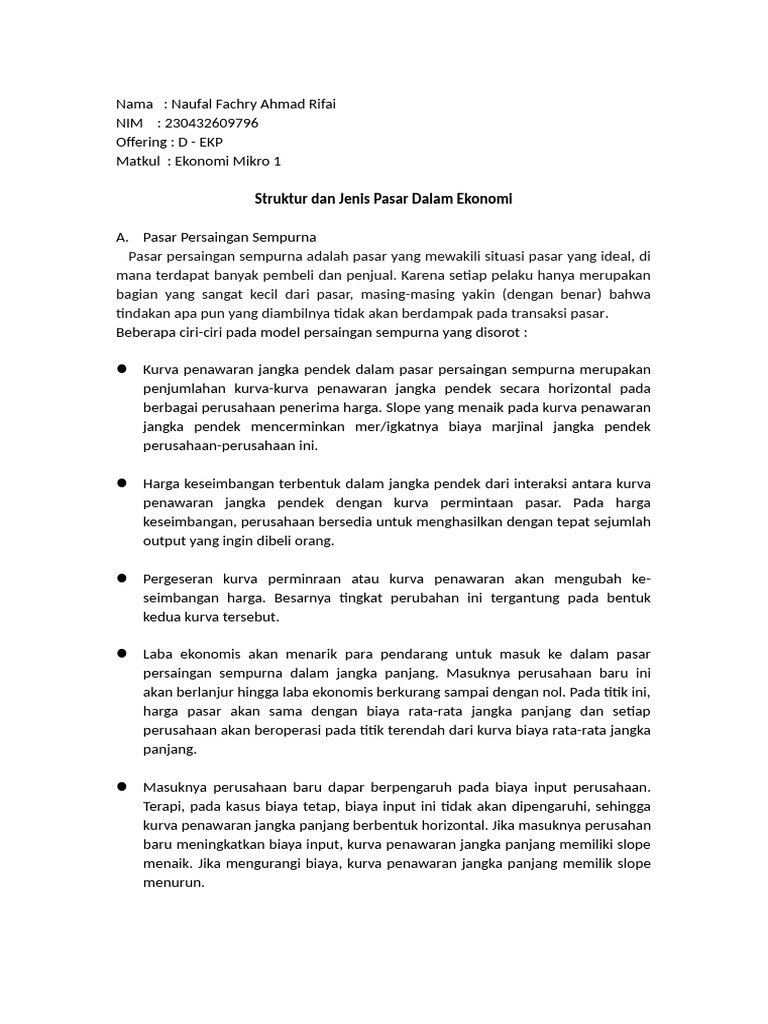 Naufal Fachry - 230432609796 - Struktur Dan Jenis Pasar | PDF