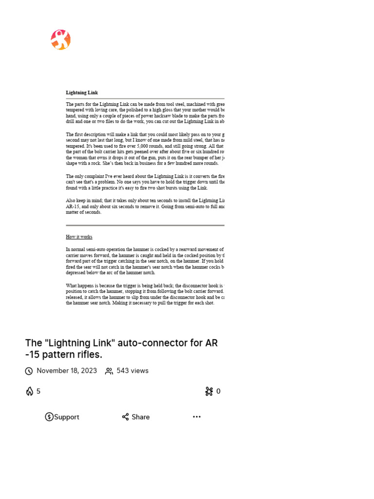 The "Lightning Link" auto-connector for AR-15 pattern rifles. | PDF