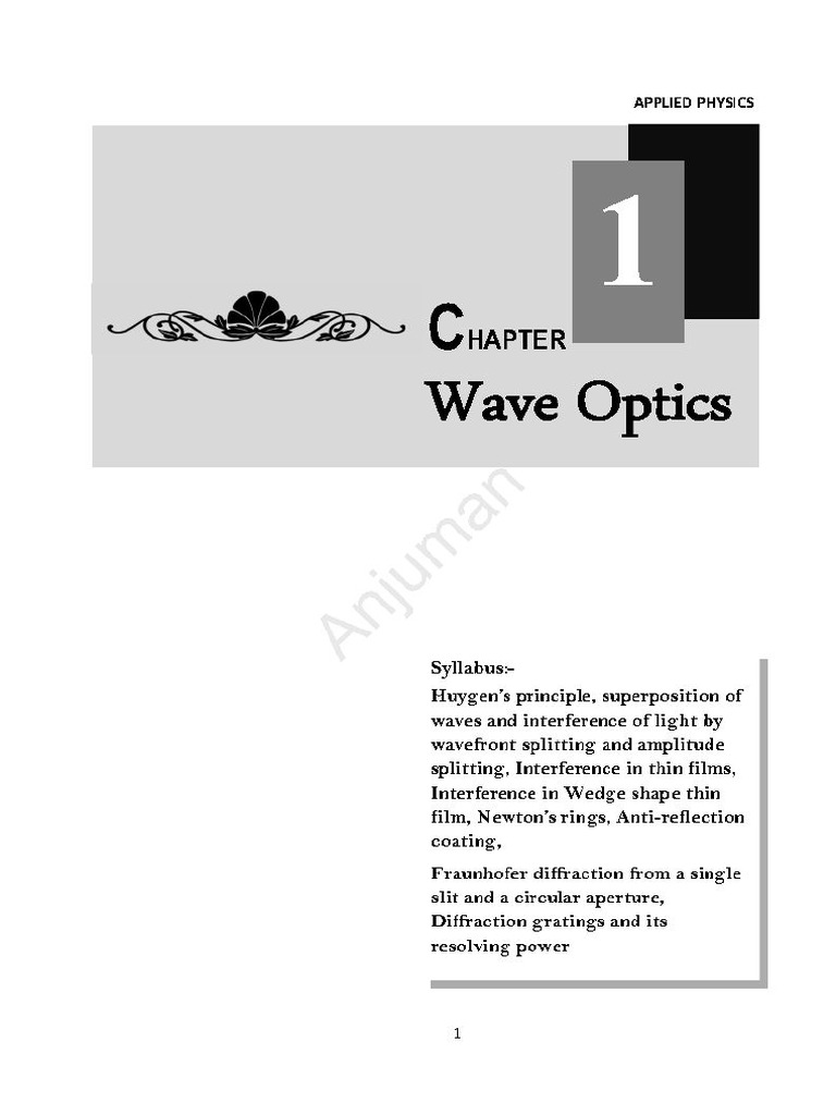 Unit 1 WAVE OPTICS | PDF