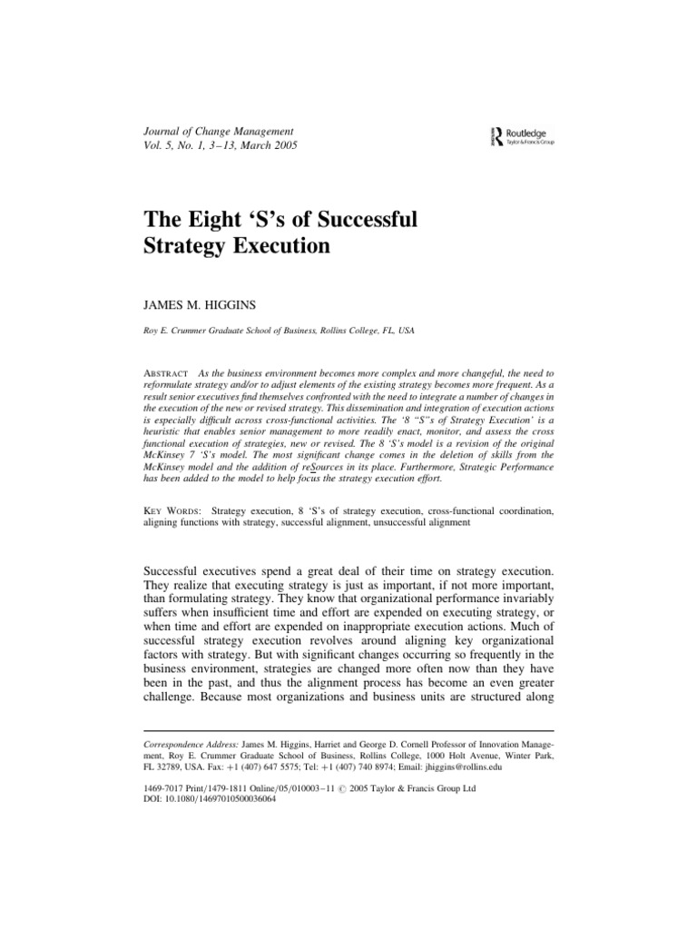 The Eight S's of Successful Strategy Execution | PDF