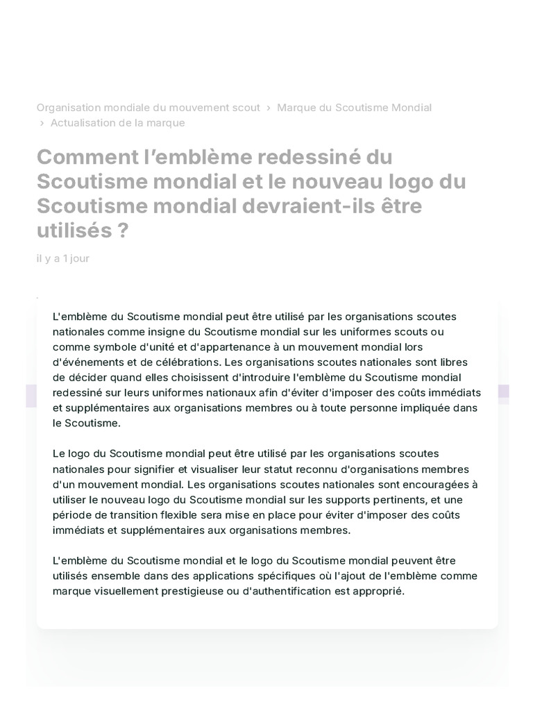 Comment Utiliser l'Emblème Redessiné Du Scoutisme Mondial Et Le Nouveau ...