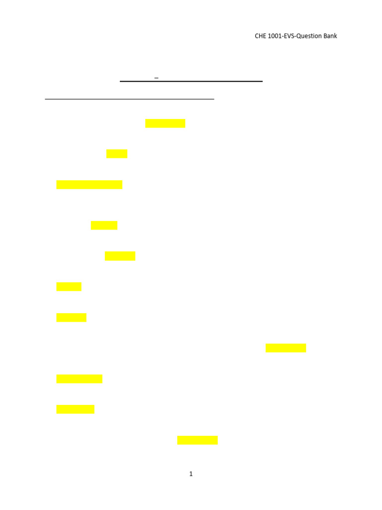 CHE 1001-EVS-Question Bank For Module 1 To 5 | PDF