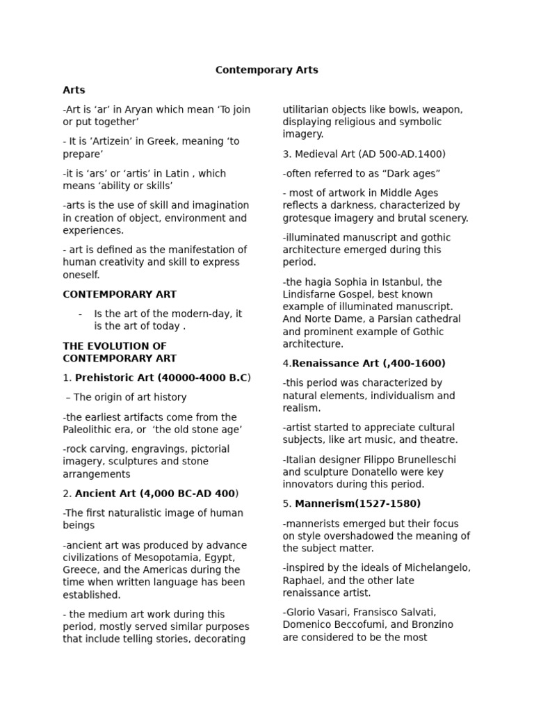 Contemporary Arts | PDF