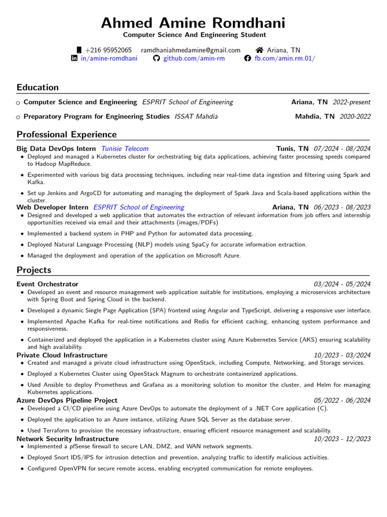 CV Ahmed Amine Romdhani EN | PDF